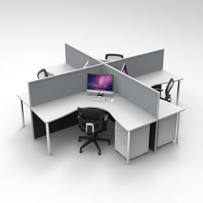 4 Person Screen Hung Top Corner Workstation Pod | Epic Office Furniture