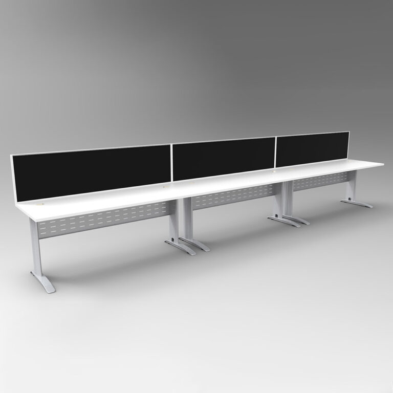 3 Person Side-By-Side Workstation & Screens | Epic Office Furniture