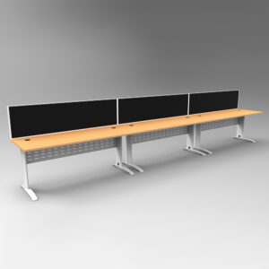 3 Person Side-By-Side Workstation & Screens | Epic Office Furniture