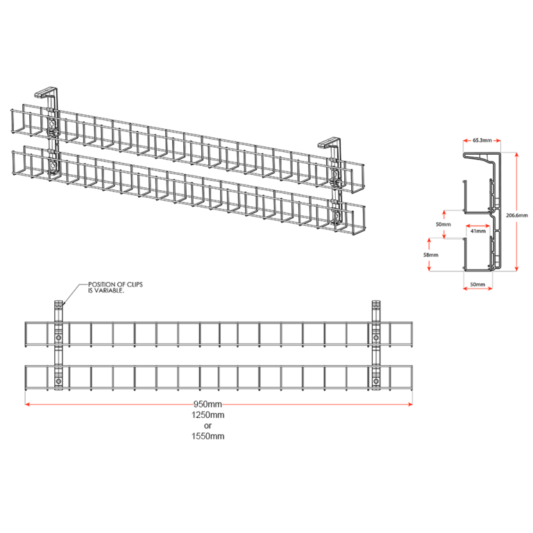 Dual Tier Cable Basket for Commercial Workstations - Epic Office Furniture