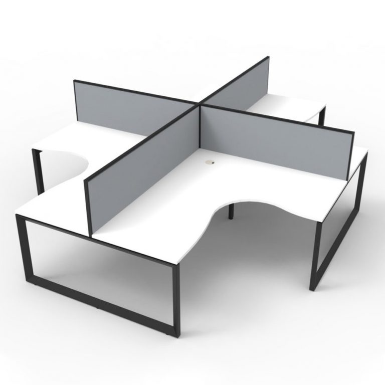 Deluxe Infinity Loop Leg 4 Person Workstation Pod | Epic Office Furniture
