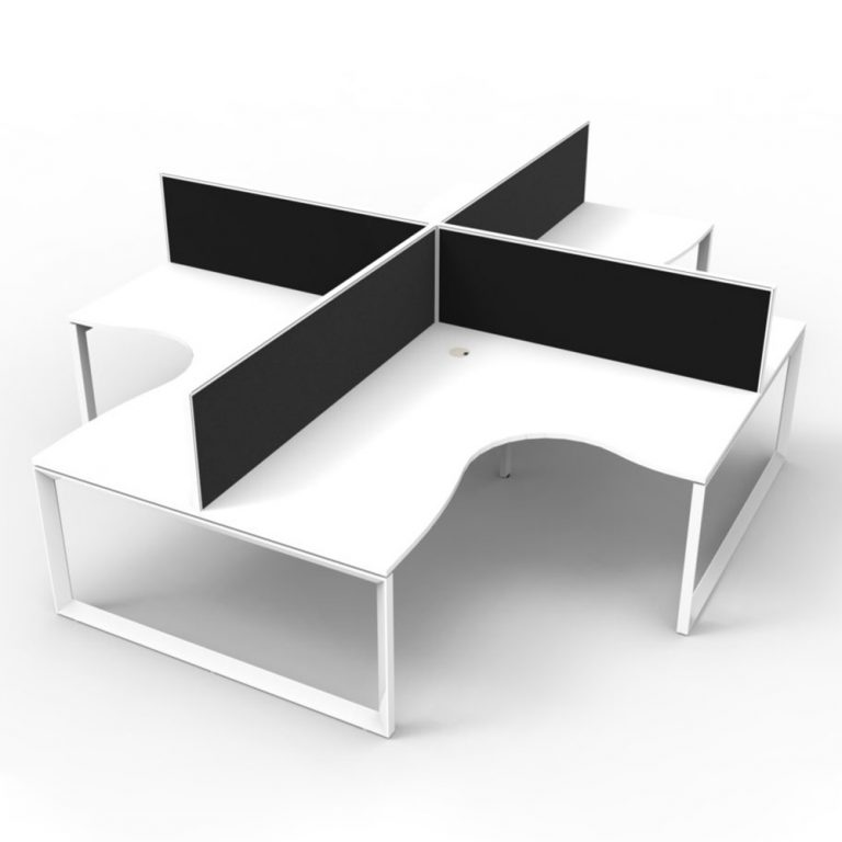 Deluxe Infinity Loop Leg 4 Person Workstation Pod | Epic Office Furniture