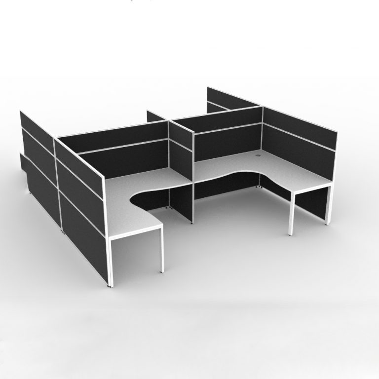 SHUSH30 4-Person Corner Workstation 'H' Configuration | Epic Office ...