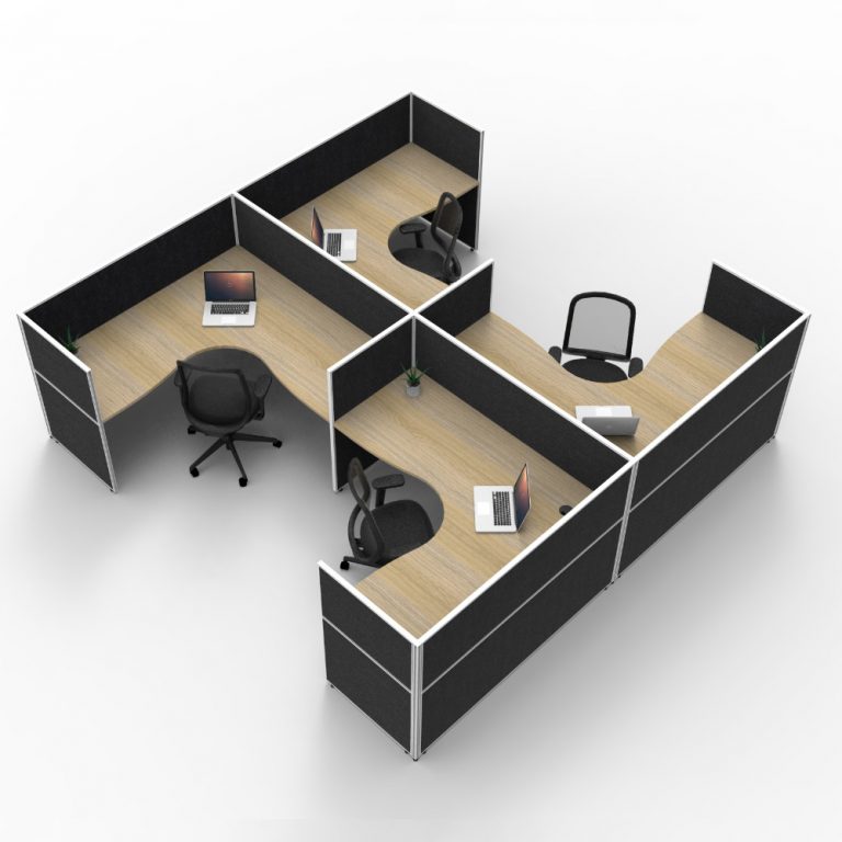 SHUSH30 4-Person Corner Workstation 'H' Configuration | Epic Office ...