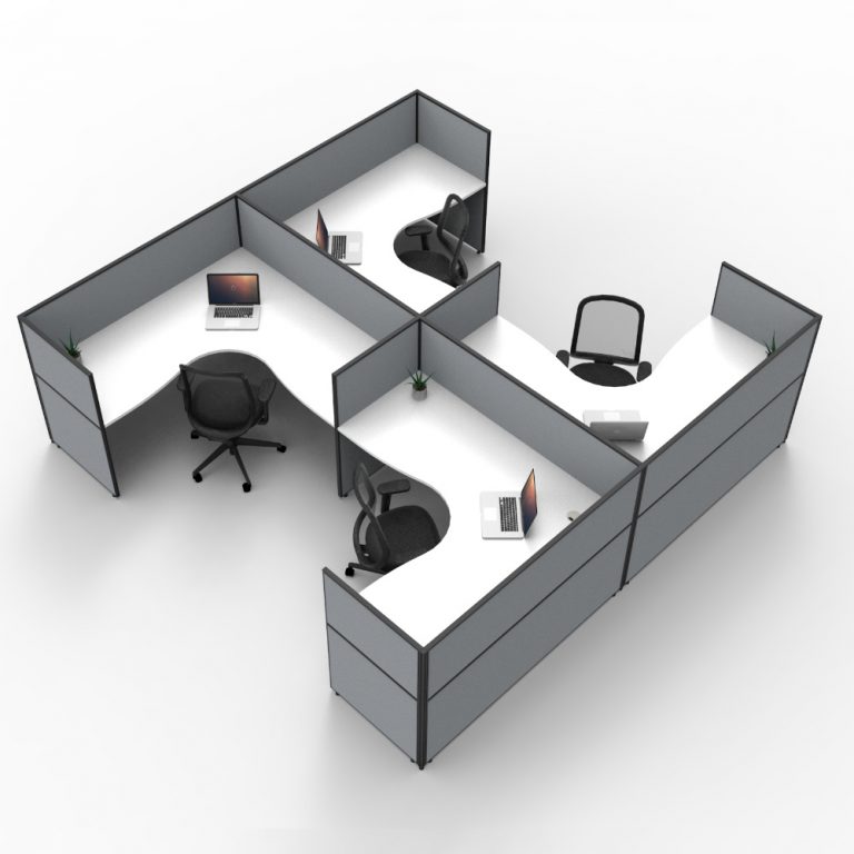 SHUSH30 4-Person Corner Workstation 'H' Configuration | Epic Office ...