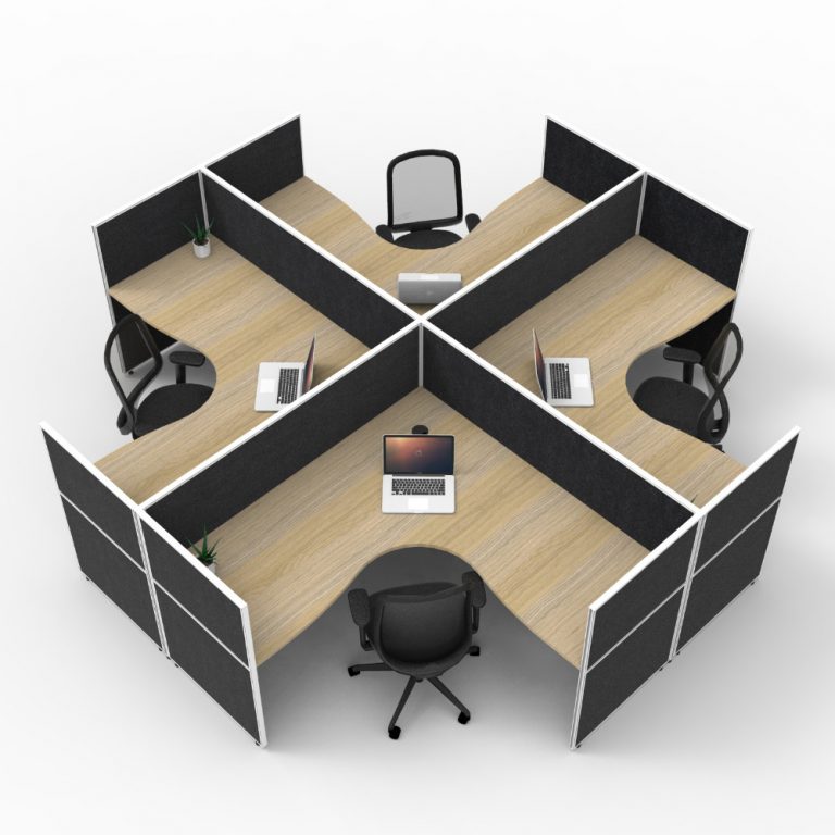 SHUSH30 4-Person Corner Workstation 'X' Configuration | Epic Office ...
