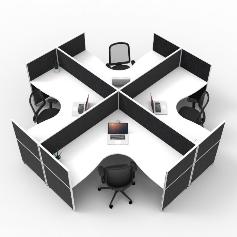 SHUSH30 4-Person Corner Workstation 'X' Configuration | Epic Office ...