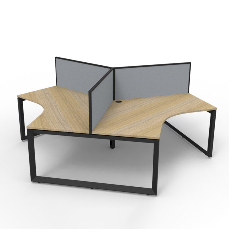 Deluxe Infinity Loop Leg 3 Person 120 Degree Workstation with Screens ...