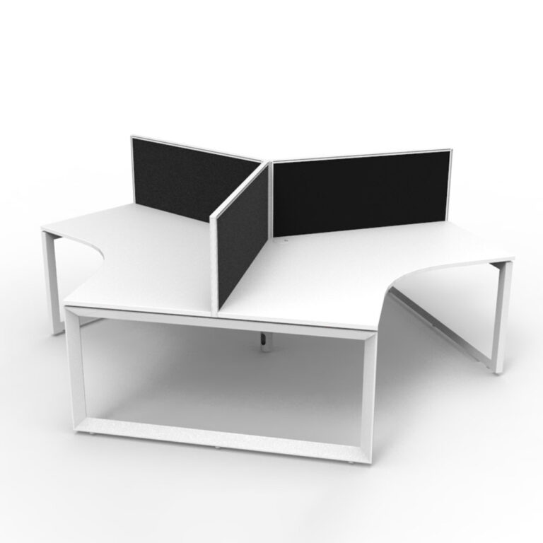 Deluxe Infinity Loop Leg 3 Person 120 Degree Workstation with Screens ...