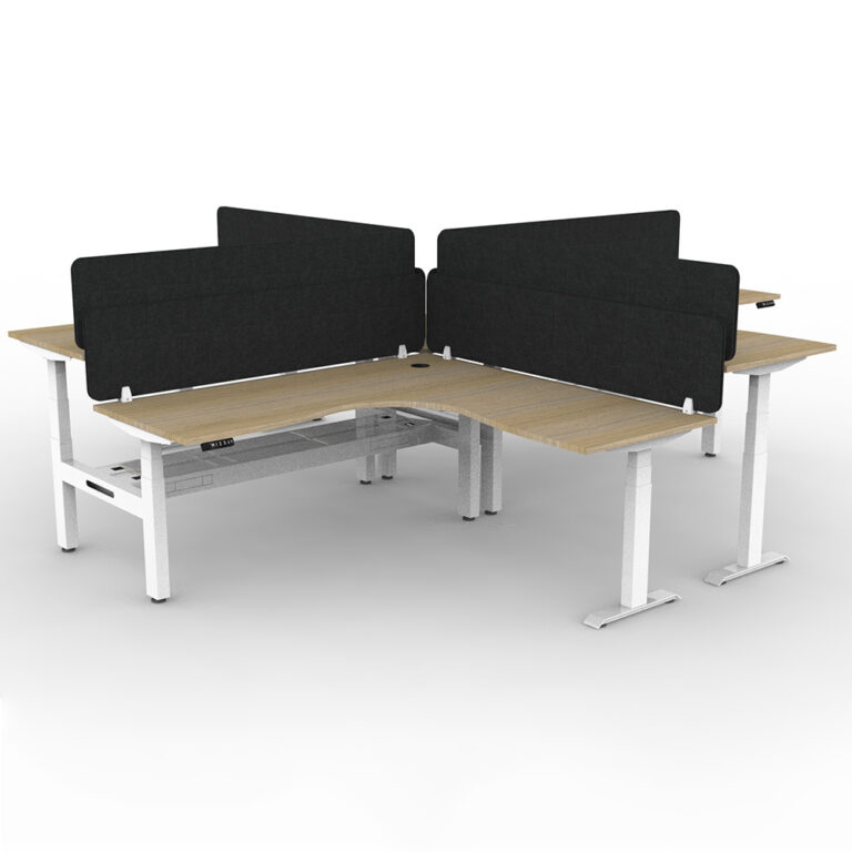 Boost+ Height Adjustable 4 Person Corner Workstation with Eco Screen ...