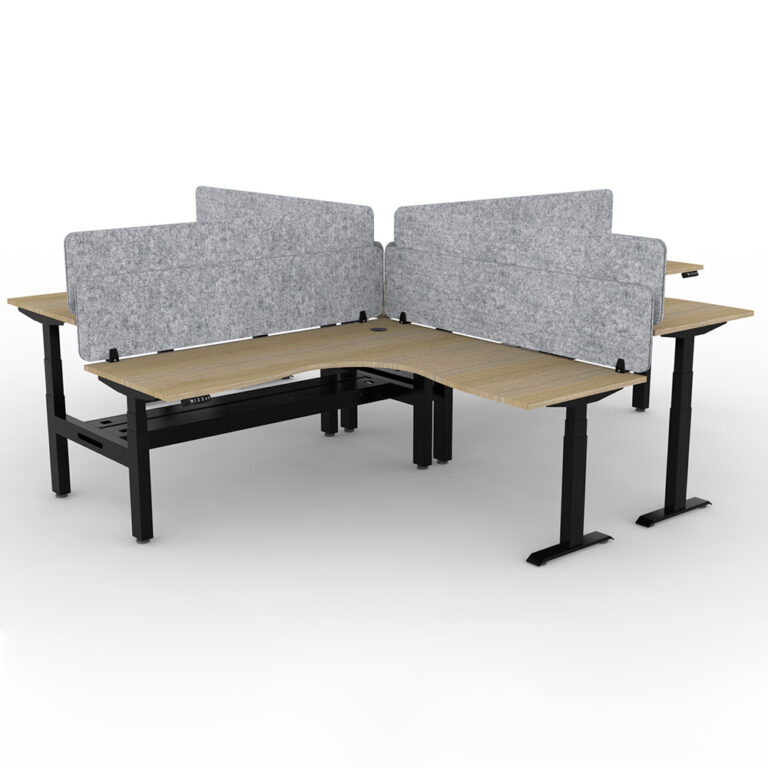 Boost+ Height Adjustable 4 Person Corner Workstation with Eco Screen ...
